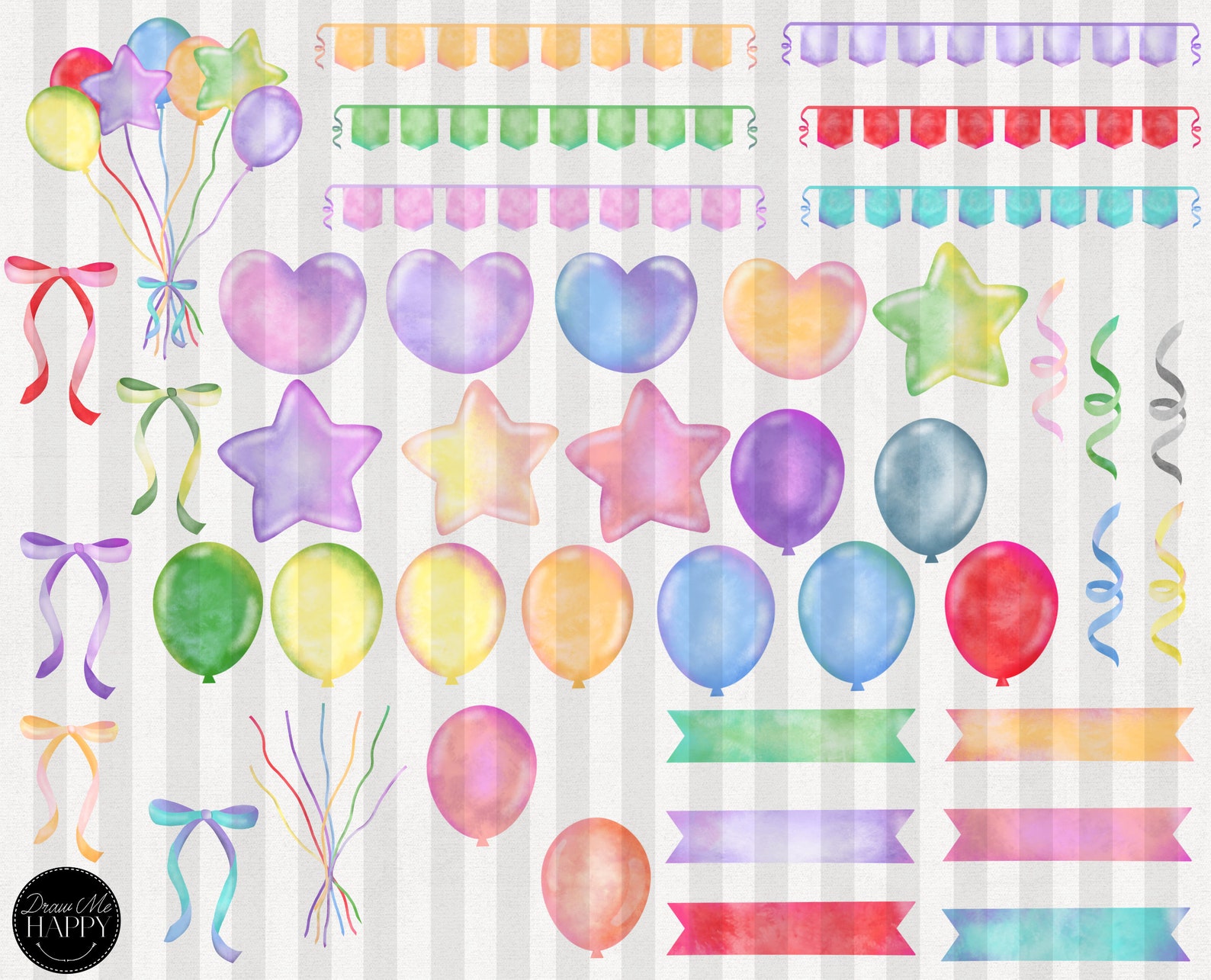 Balloon Clipart, Banner Clipart, Bunting Clipart, Party Clipart ...