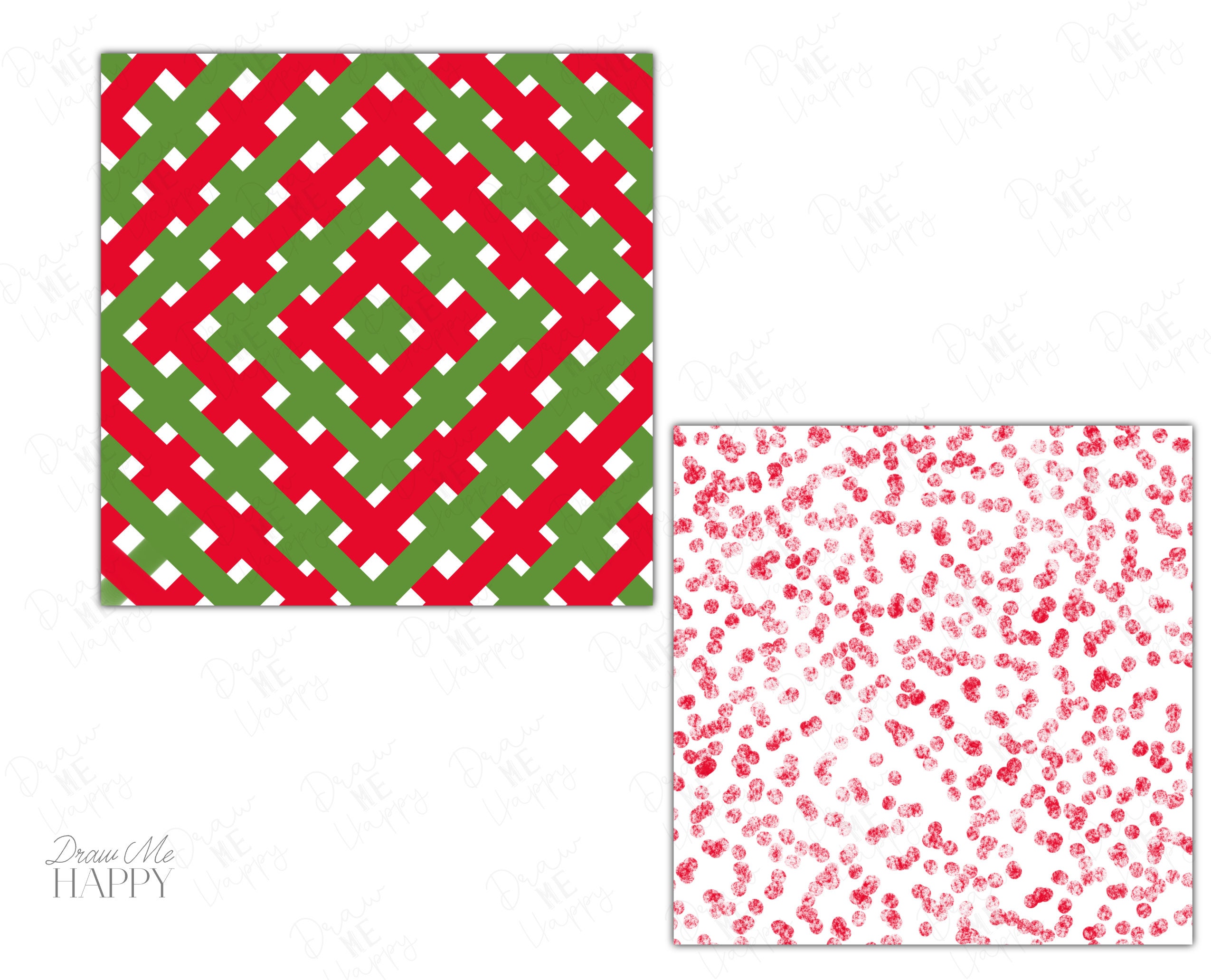 Christmas Digital Paper Elf Paper Red and Green Digital - Etsy