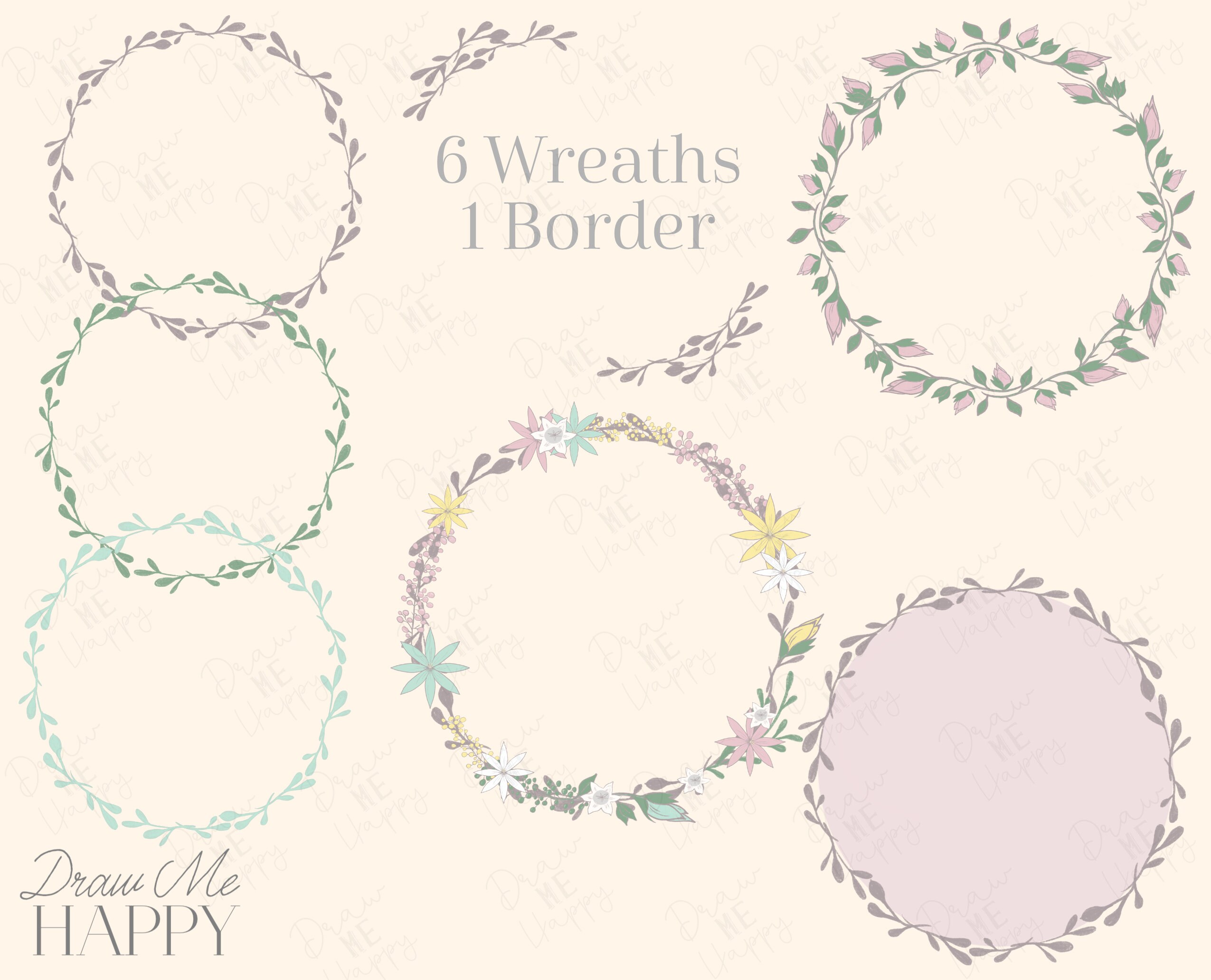Floral Wreath Clipart Flourishes Flower Frame Clipart - Etsy