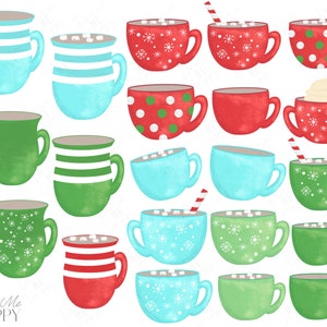 Hot Cocoa Clipart, Hot Chocolate Clipart, Christmas Mugs Clipart ...
