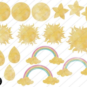 Watercolor Clouds Clipart, Watercolor Rainbow Clipart, Sky Clipart ...