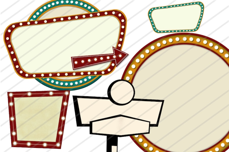 Retro Design Elements Retro Sign Clipart Retro Clipart - Etsy