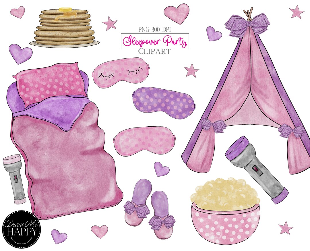Slumber Party Clipart, Sleepover Clipart, Pajama Party Set, Camping ...