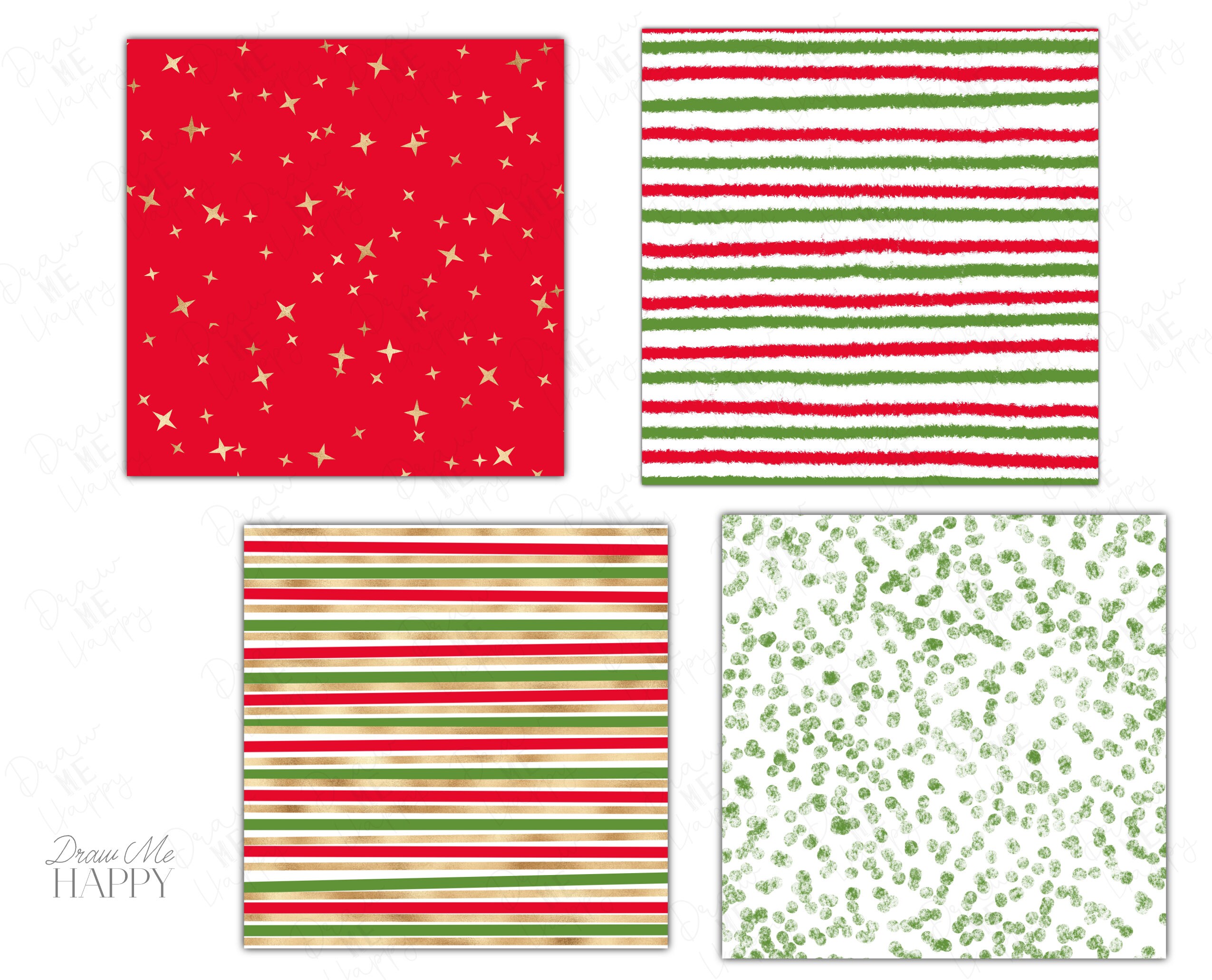 Christmas Digital Paper Elf Paper Red and Green Digital - Etsy