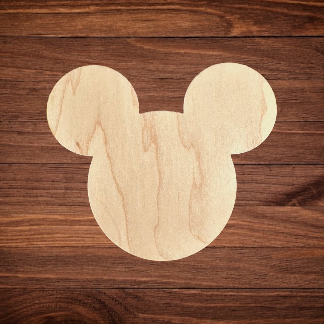 Mickey Head Wood Shape, Mickey Mouse Head Wooden Laser Cut Out Shape ...