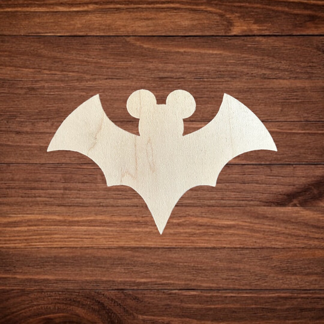 Bat Cutouts, Mickey Bat With Ears, Bat Laser Cut Unfinished Wood Shape ...