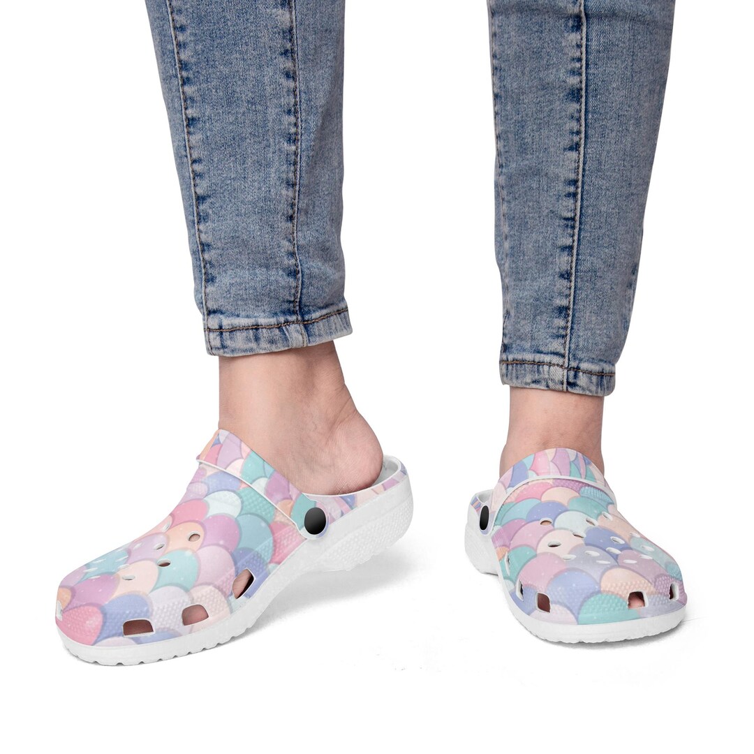 Mermaid Printed Clogs, Pastel Mermaid Rainbow Clogs - Etsy