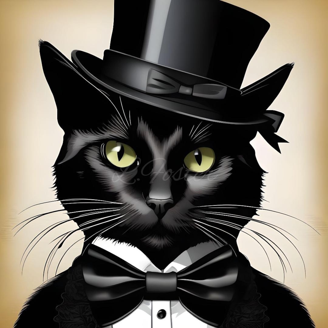 Top Hat Cat X 1 Digital Download , Downloads to Print, Craft Making ...