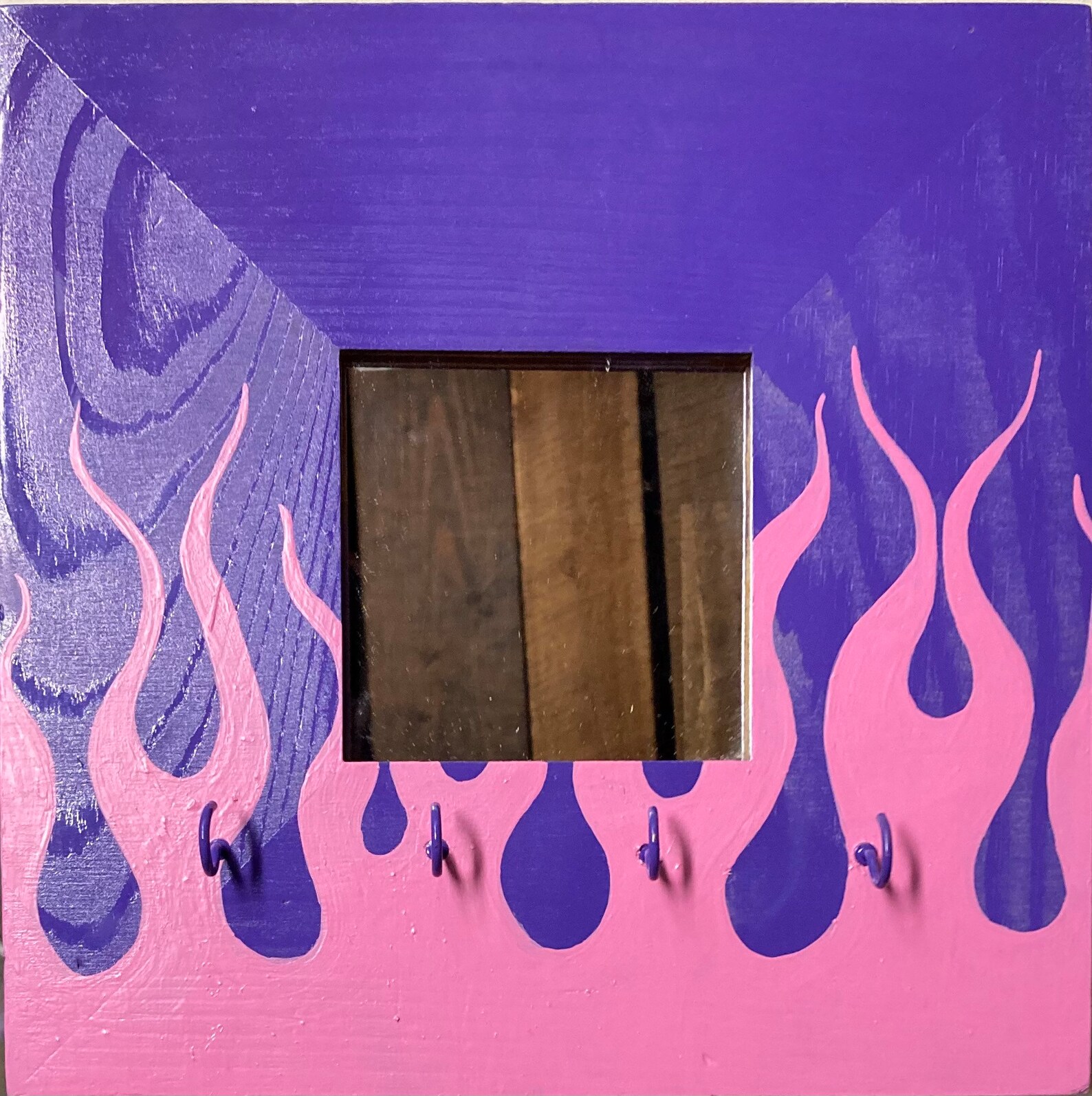 Purple Accent Mirror and Key Holder - Etsy