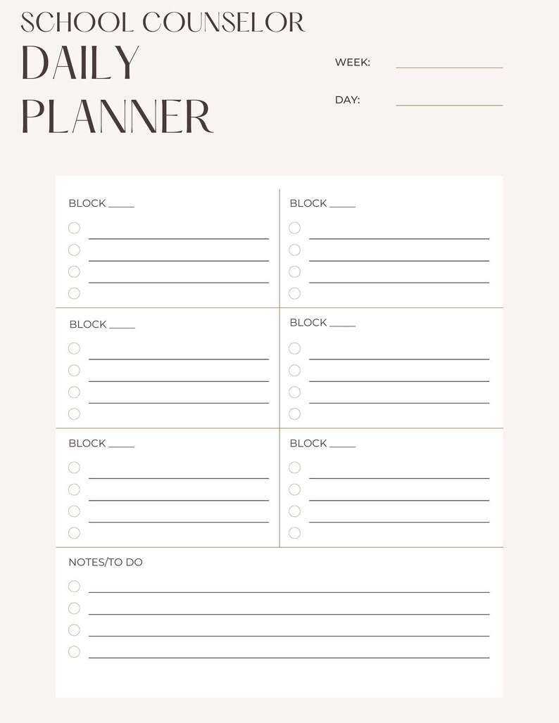 School Counselor Daily to Do List/planner Instant Download - Etsy