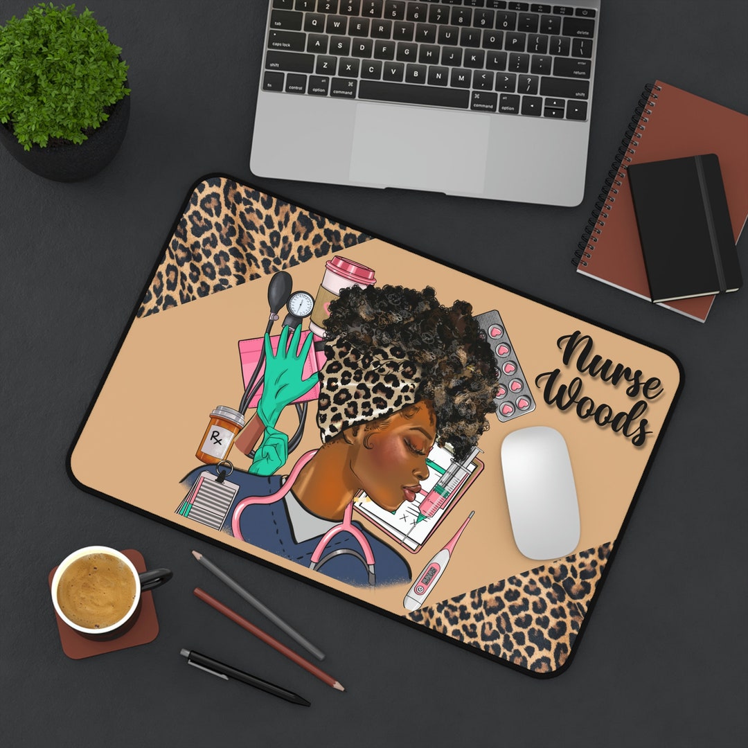 Black Nurse Desk Mat Custom Gift for Black Nurse Black Nurse Computer ...