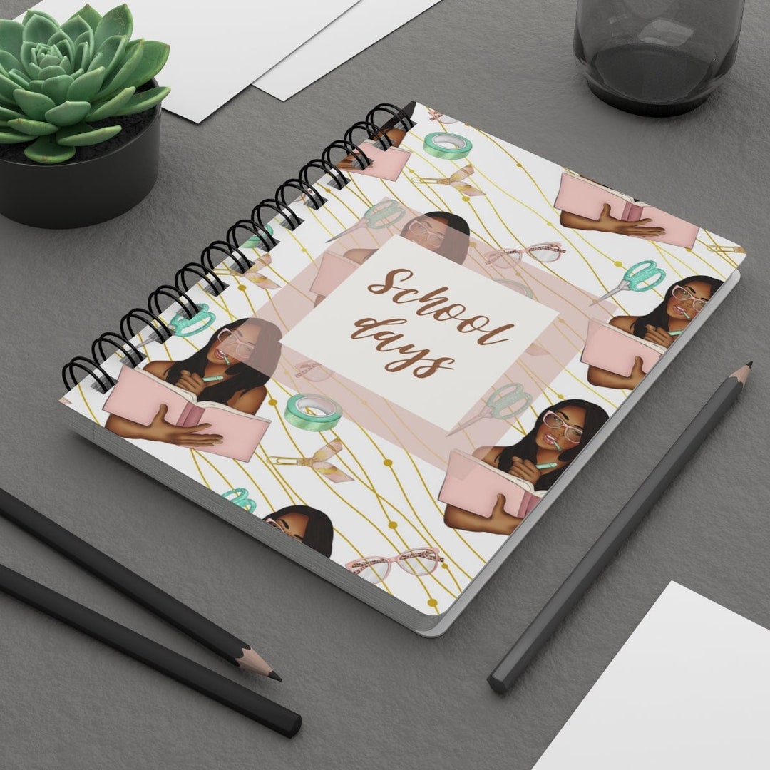 5x7 Melanin Notebook, Black Girl Notebook, Spiral Notebook, African ...