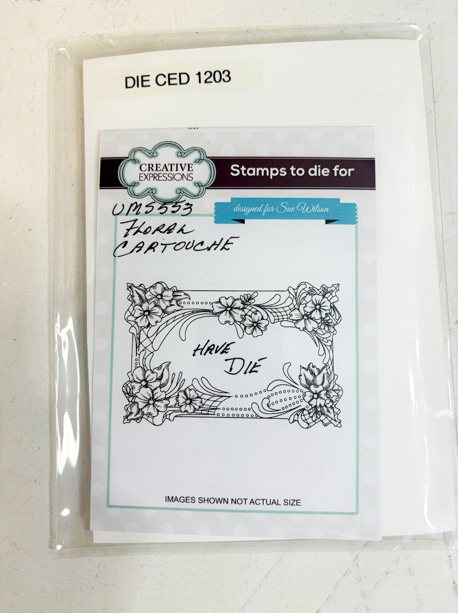 Sue Wilson Designs Cling Mounted Rubber Stamp Floral Cartouche Card ...