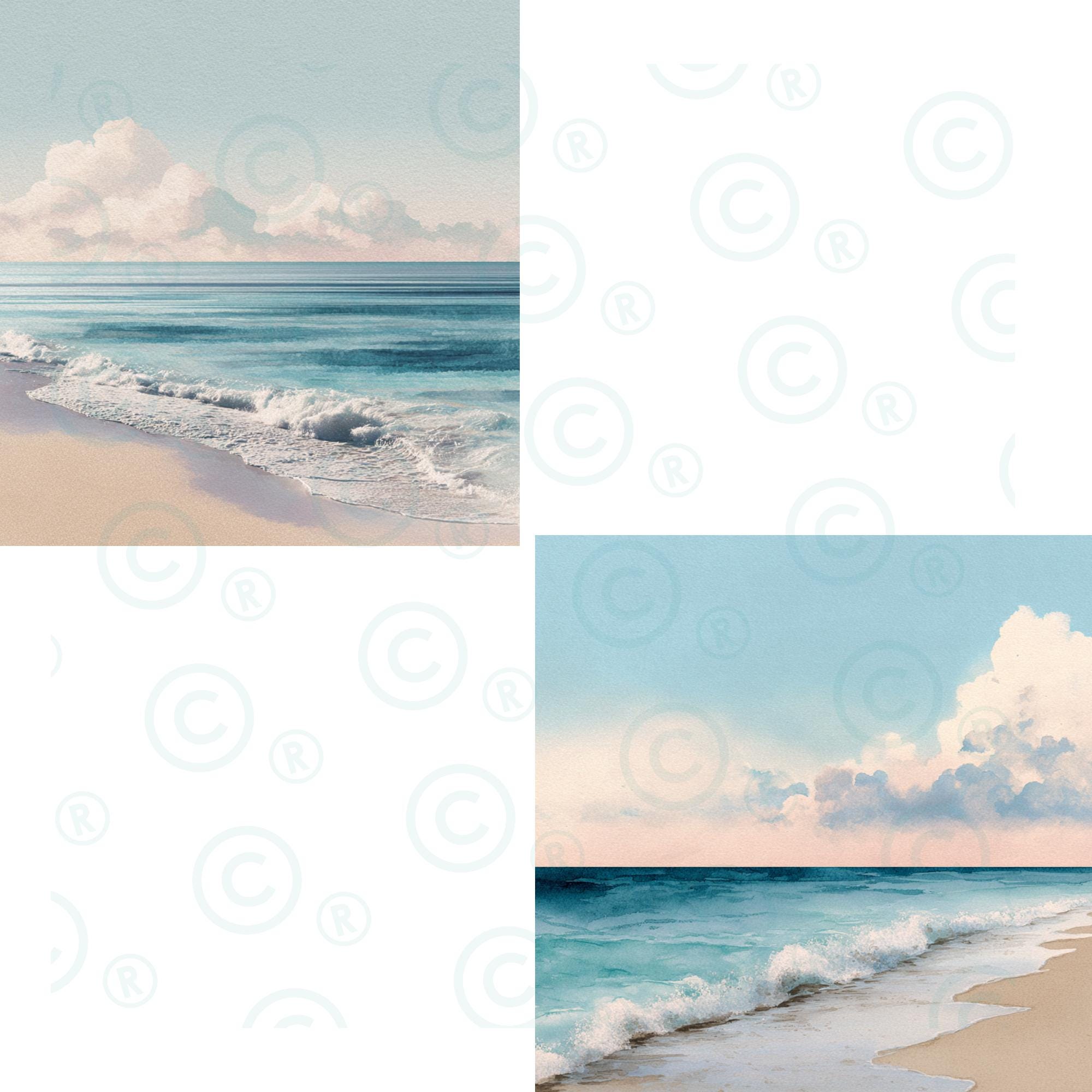 Watercolor Ocean Scenery Clipart Bundle 16 Ocean Landscapes Pngs Boho ...