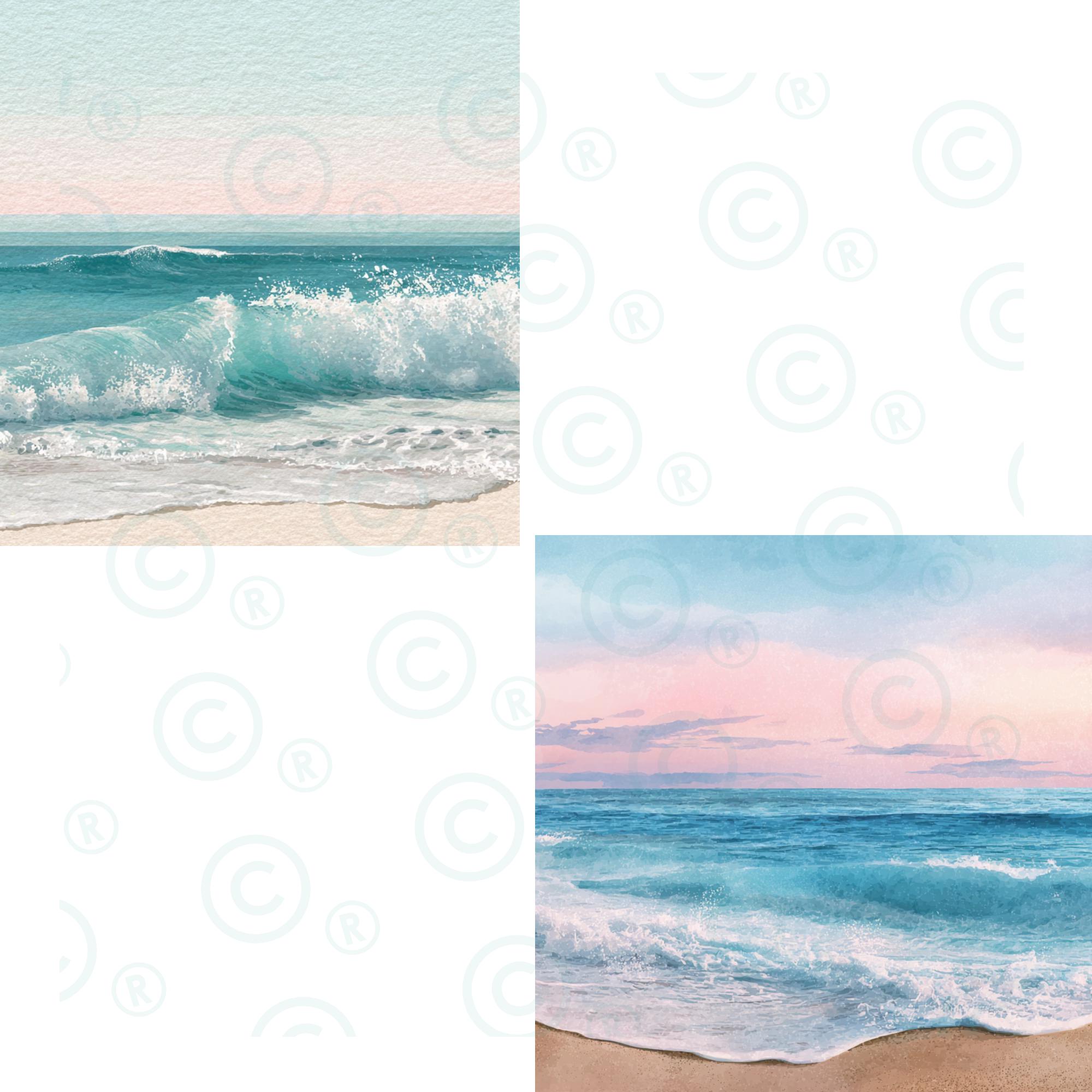 Watercolor Ocean Scenery Clipart Bundle 16 Ocean Landscapes Pngs Boho ...