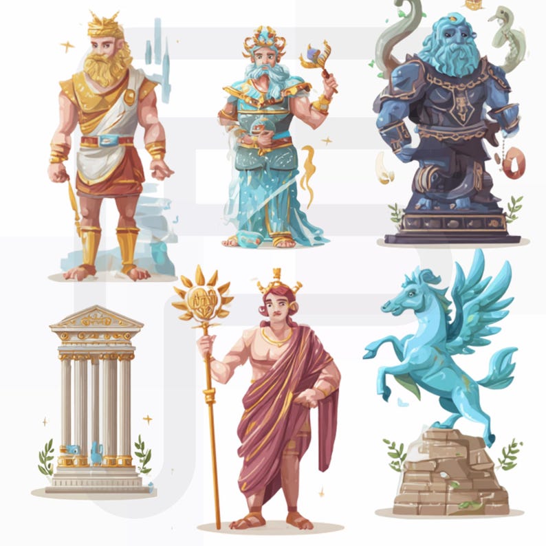 Mythical Creatures and Gods Clip Art Collection - 23 Pngs, Greek ...
