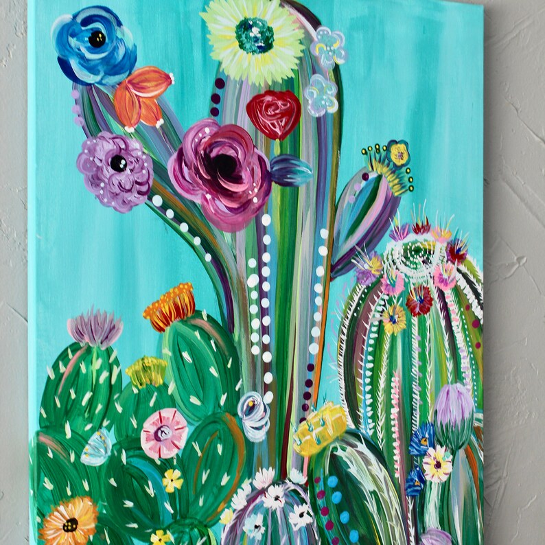 Colored Cactus Blooms Art Print - Etsy