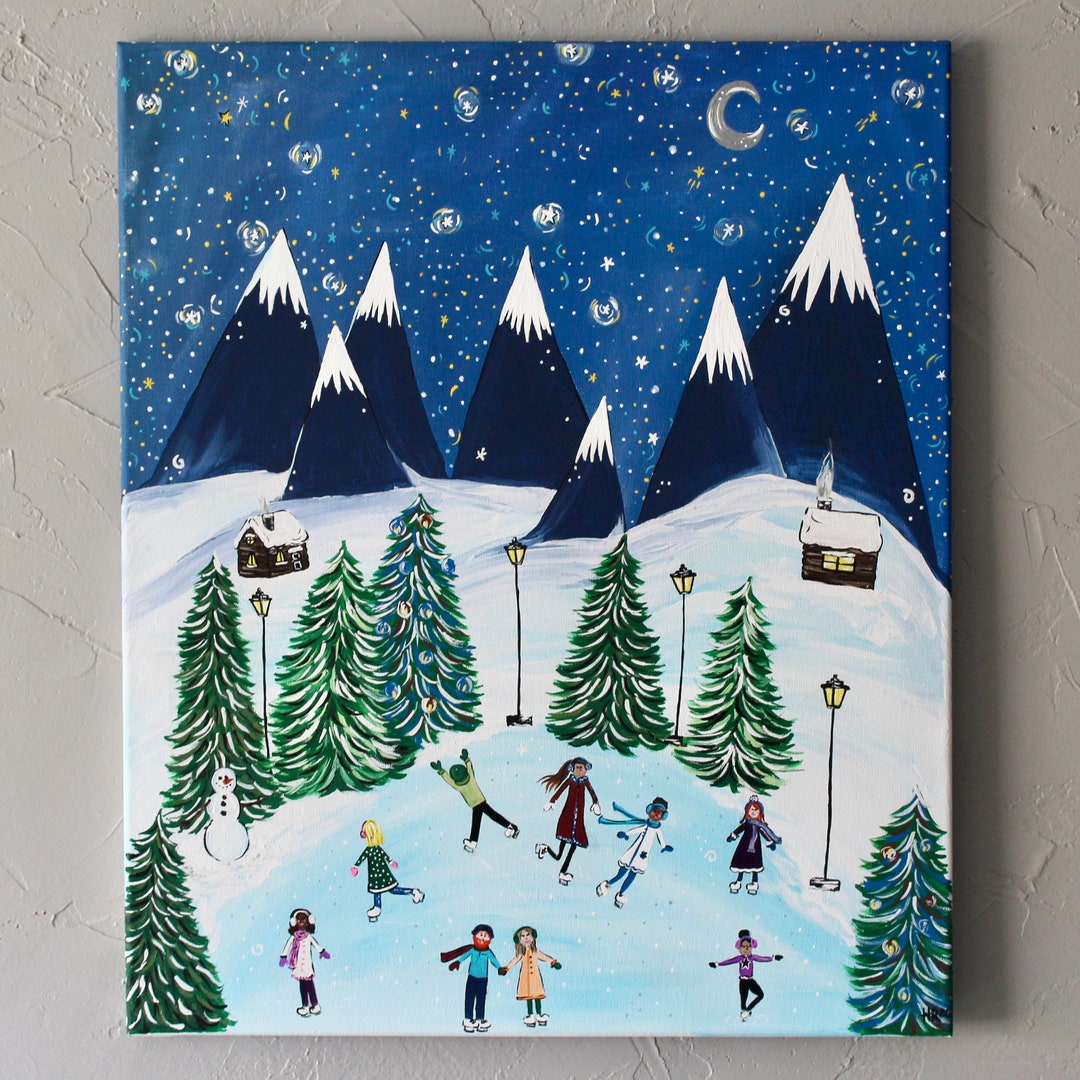 Winter Skating Rink Art Print - Etsy