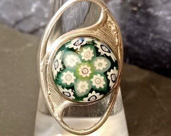 Caithness Millefiori Glass Sterling Silver Ring 1970s Scotland Signed ...