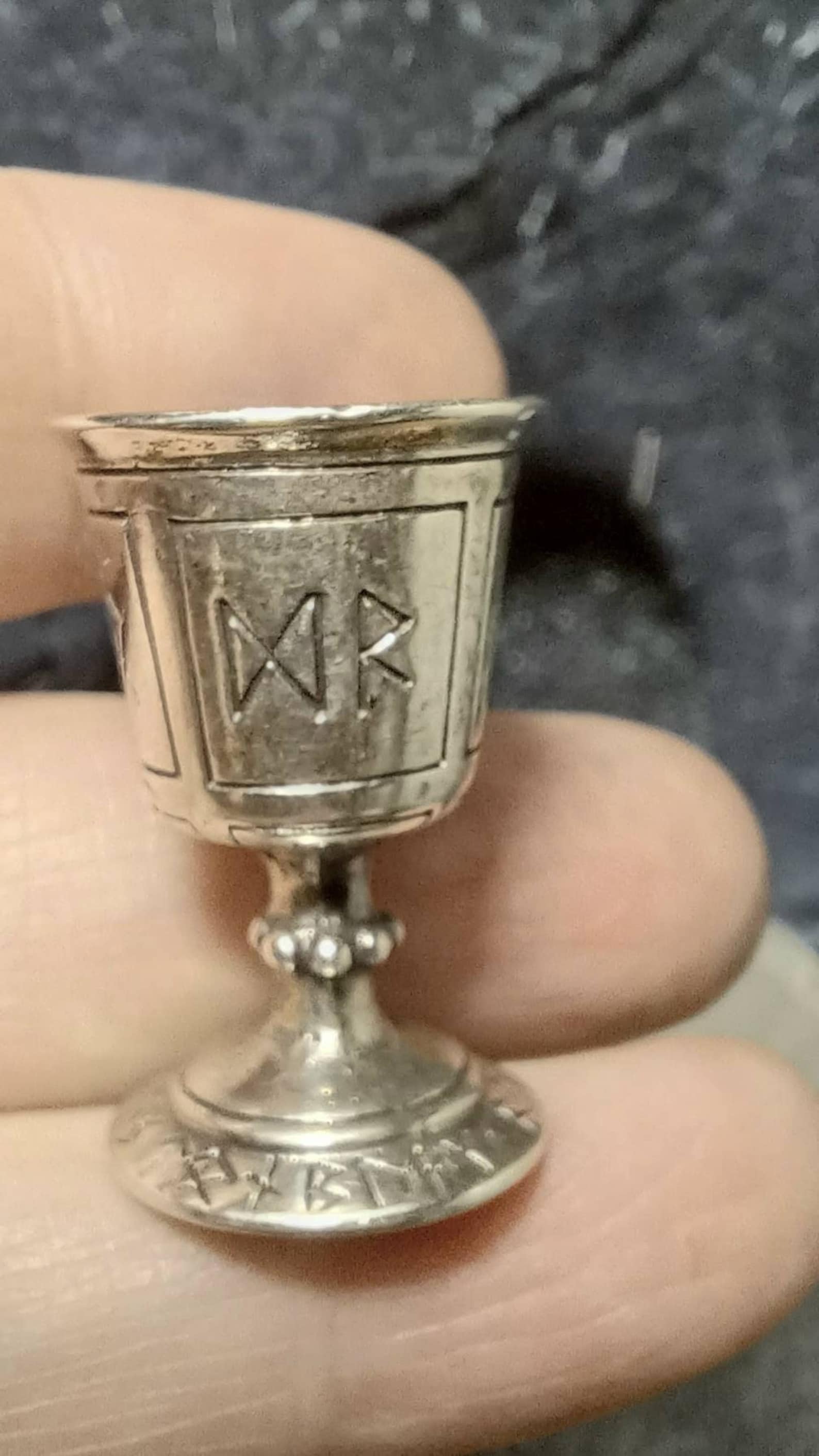Vintage Solid Silver Rune Runic Goblet Pendant Very Rare - Etsy