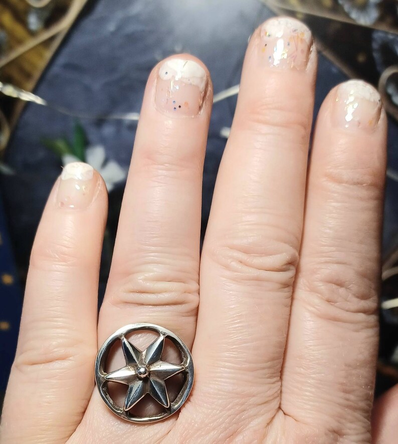 Vintage Star in Wheel Silver 925 Ring. Rare Design. UK Ring Size O 1/2 ...