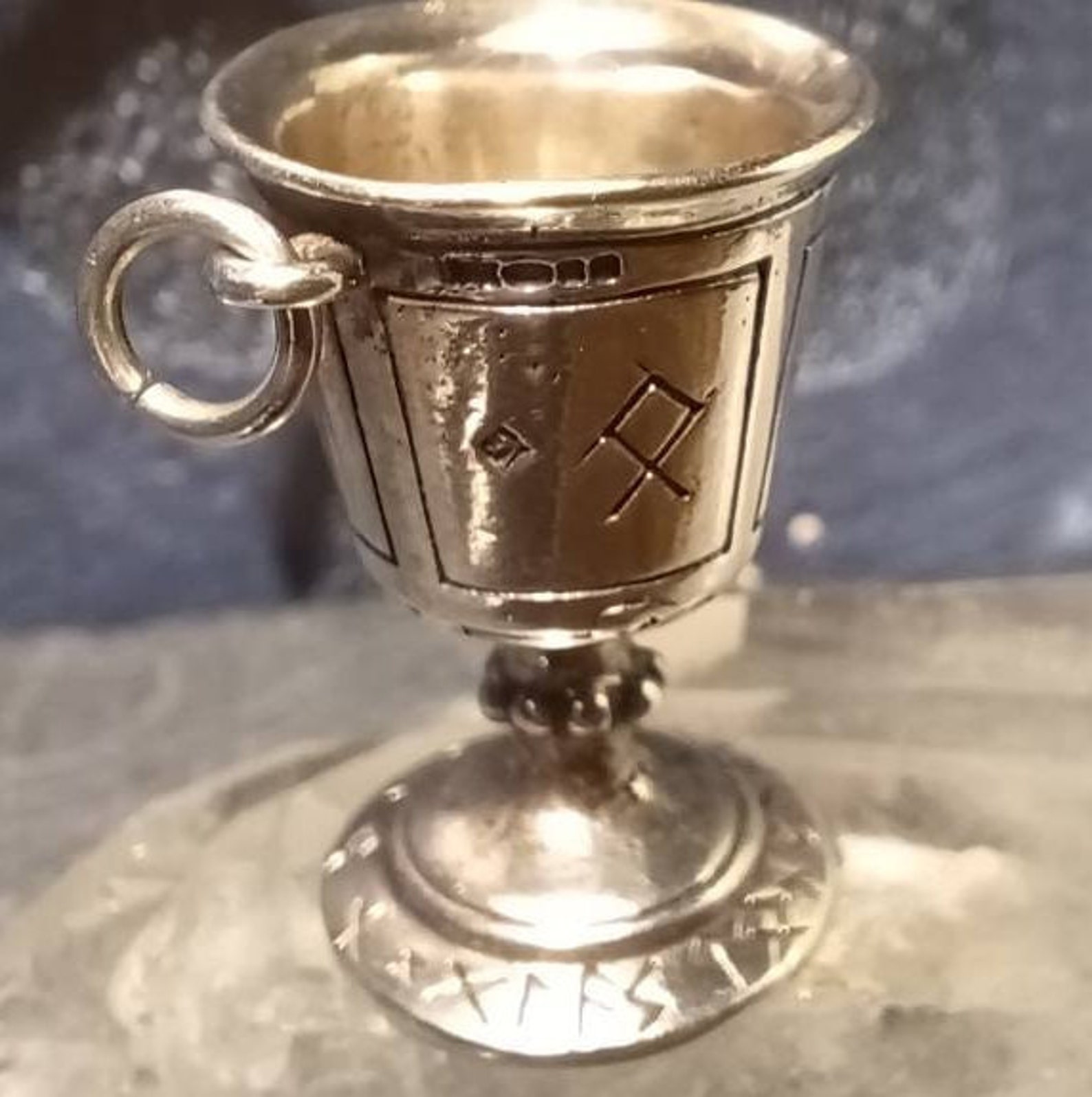 Vintage Solid Silver Rune Runic Goblet Pendant Very Rare - Etsy