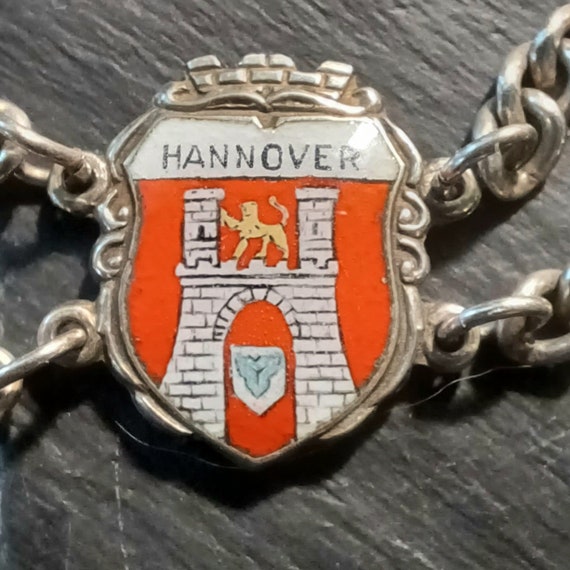 5 Vintage 800 835 Silver Enamel Travel Shield Charms … - Gem