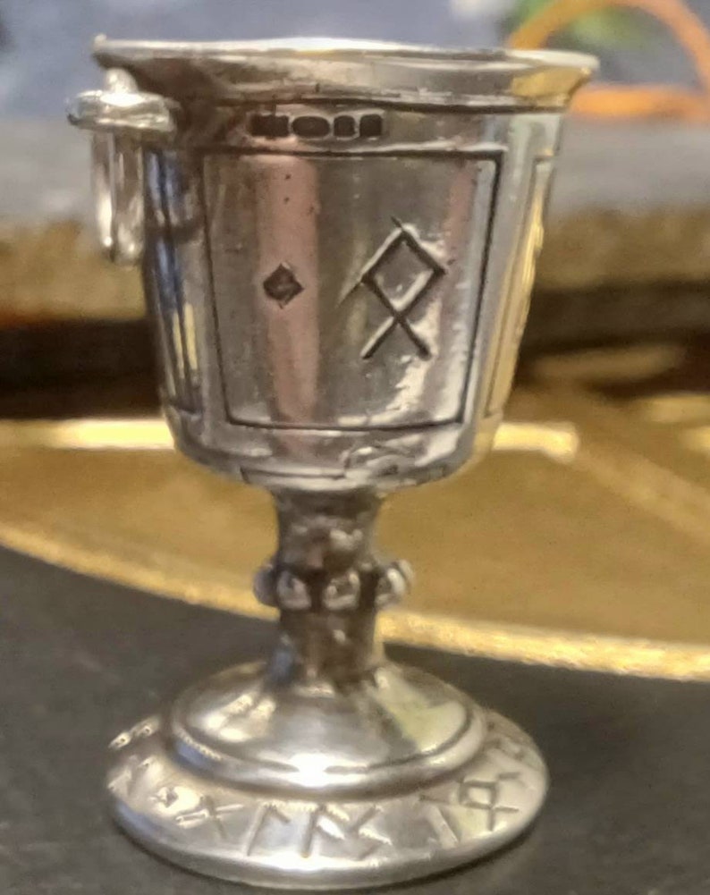 Vintage Solid Silver Rune Runic Goblet Pendant Very Rare - Etsy