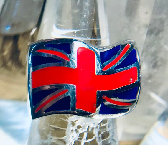 UNION JACK FLAG Ring Vintage Hallmarked Silver and Enamel - Etsy
