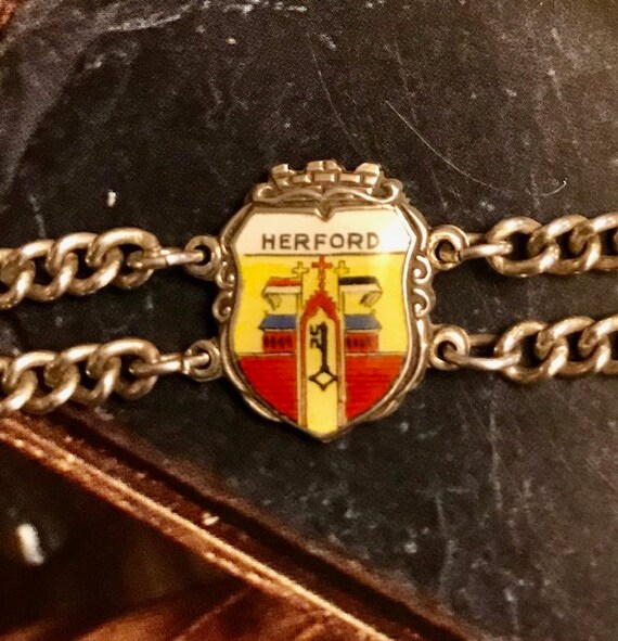 5 Vintage 800 835 Silver Enamel Travel Shield Charms … - Gem