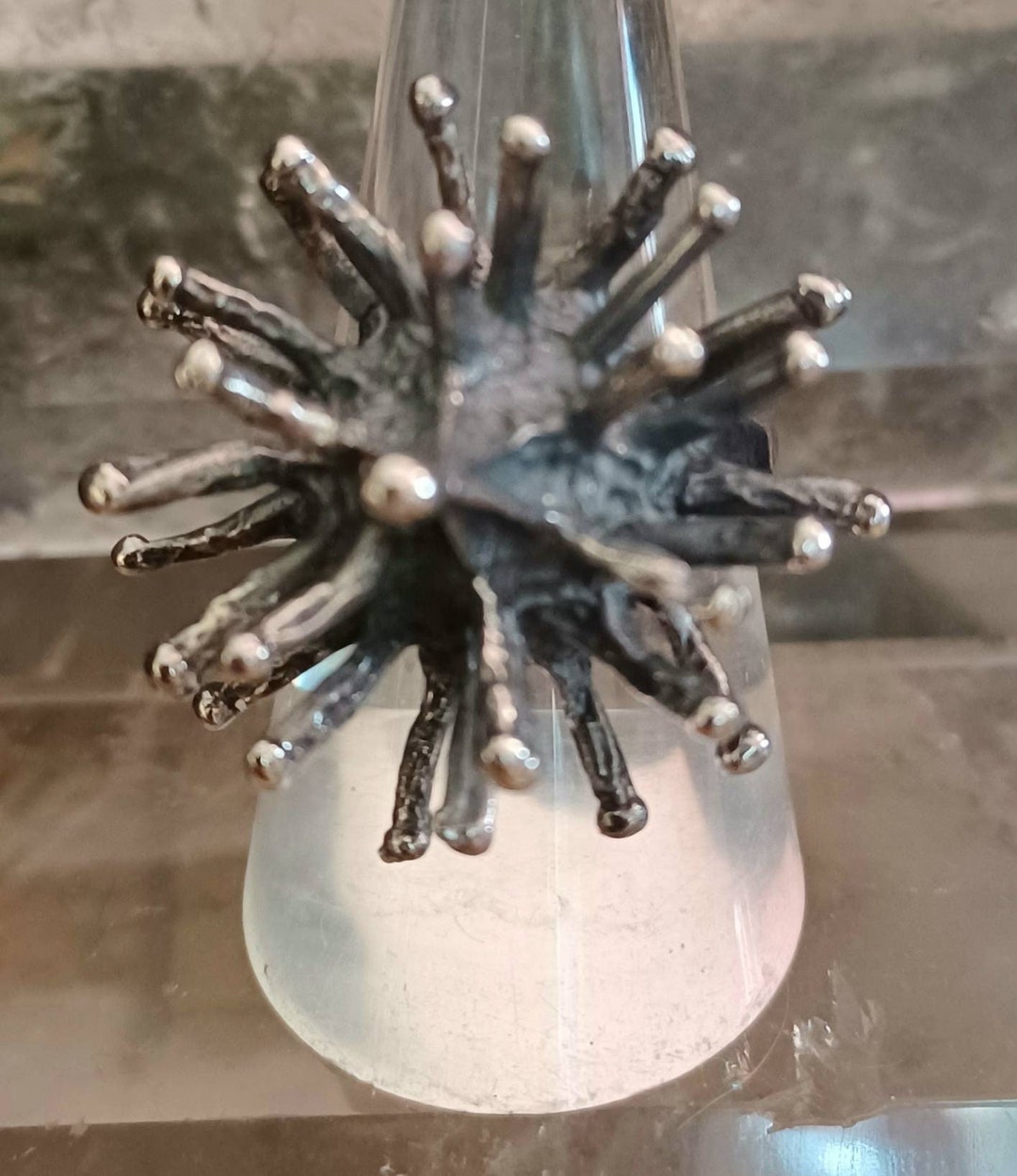 Vintage Spikey, Sputnik Brutalist Ring, UK Ring Size J 1/2 Hallmarked ...