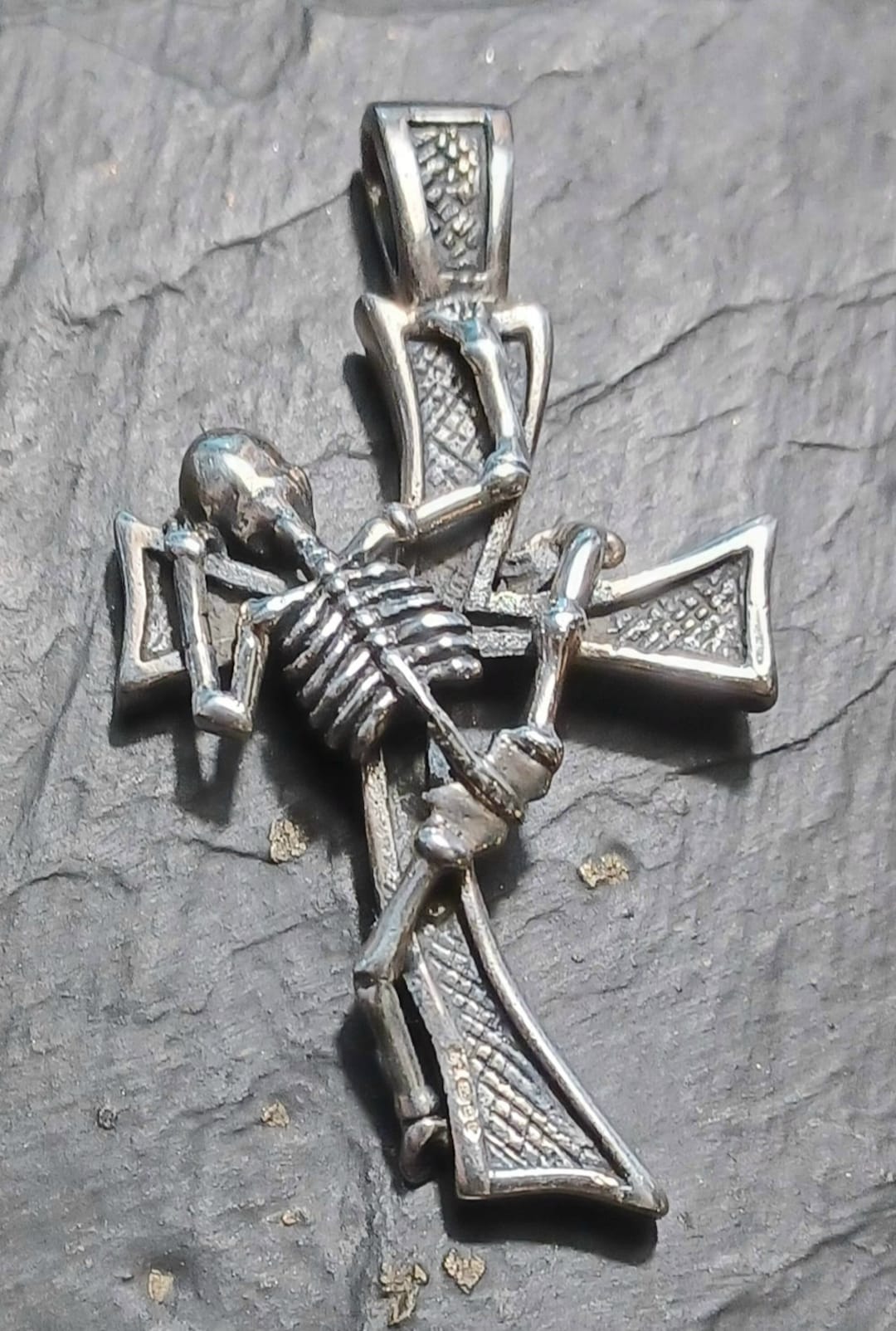 Vintage Silver 925 Gothic Wavey Cross With Climbing Skeleton Pendant - Etsy
