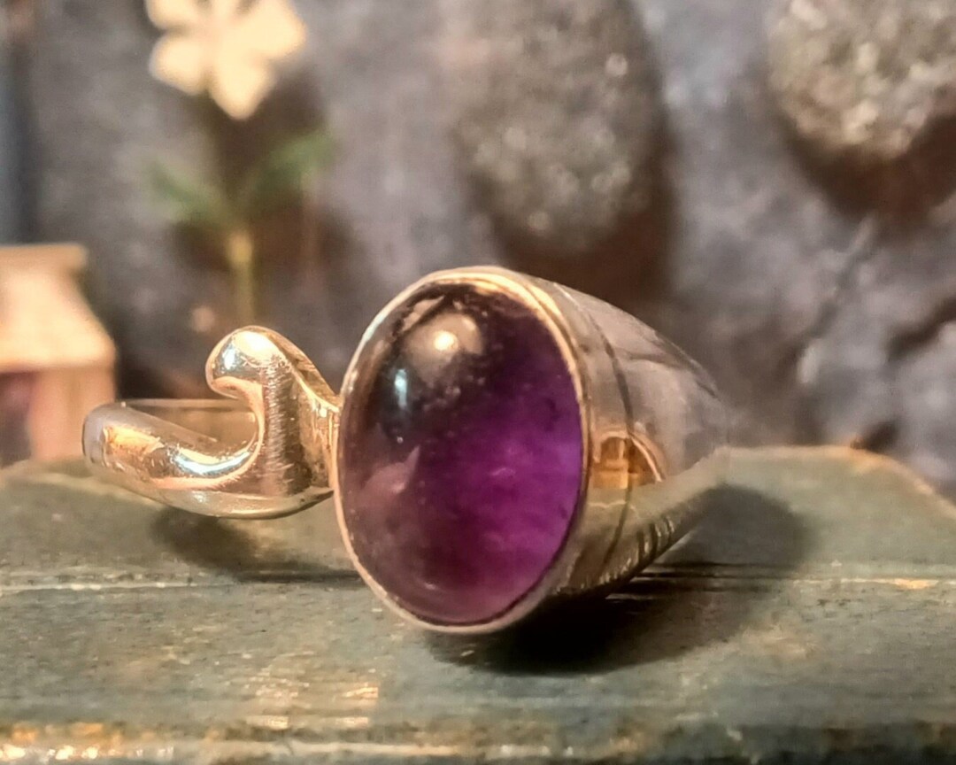 Vintage Quality Solid Silver 925 Amethyst Swirly Curly Tail Ring. UK ...