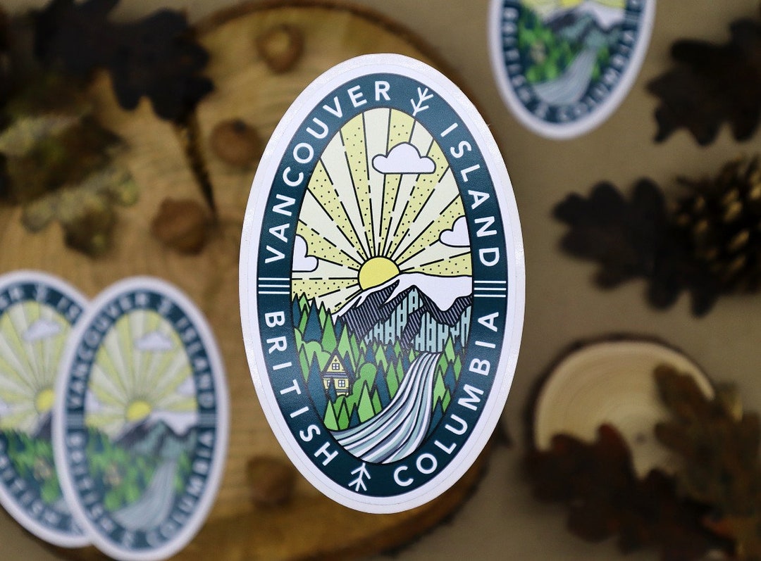 VANCOUVER ISLAND Oval Sticker - British Columbia Canada - Weatherproof ...