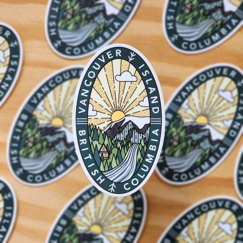 VANCOUVER ISLAND Oval Sticker - British Columbia Canada - Weatherproof ...