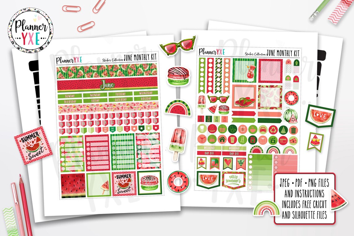 June Planner Stickers Printable, Instant Download - Etsy