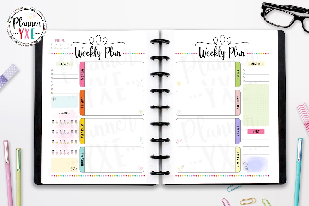 Weekly Planner 2 Page Spread Printable, INSTANT DOWNLOAD, Monday Start ...