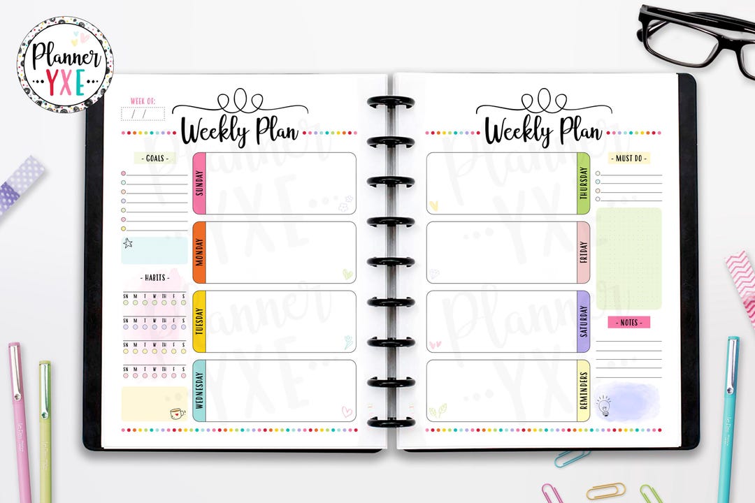 Weekly Planner 2 Page Spread Printable, Sunday Start, INSTANT DOWNLOAD ...