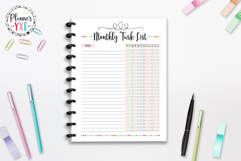 Monthly Task List Printable Task Tracker Check List INSTANT - Etsy Canada