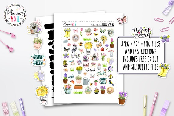Spring Sticker Sheet Printable Spring Time INSTANT DOWNLOAD | Etsy