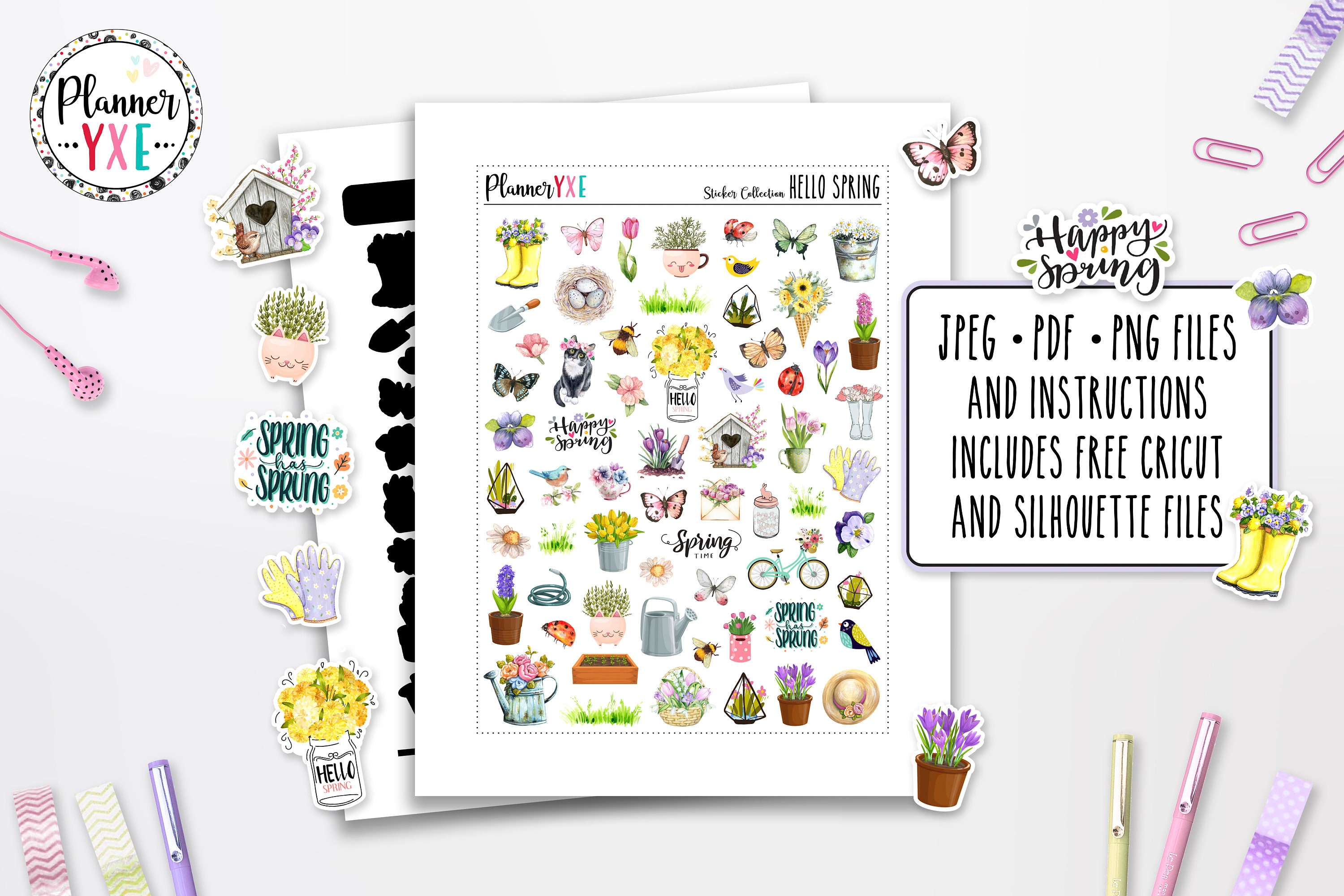 Spring Sticker Sheet Printable Spring Time INSTANT DOWNLOAD | Etsy