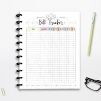 Bill Tracker, Digital Download, Printable, Log for Bills, Transaction ...