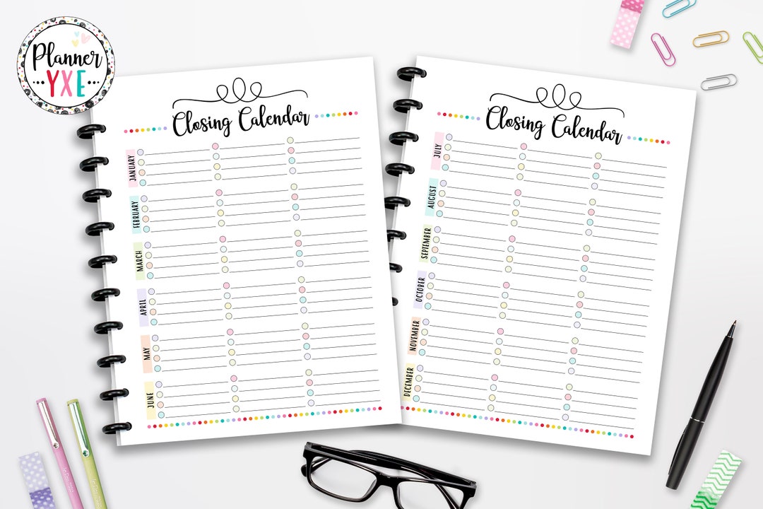 Realtor Closing Calendar Planner Printable, Closing List, INSTANT ...