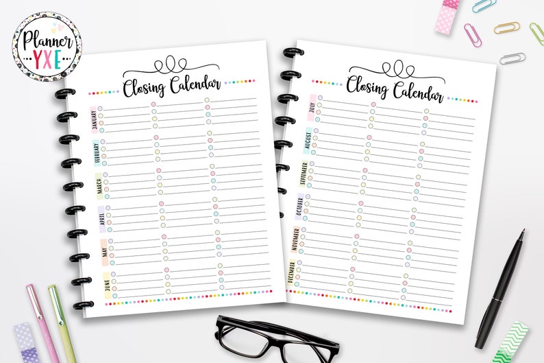 Realtor Closing Calendar Planner Printable Closing List | Etsy