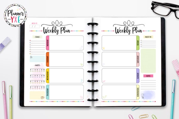 Weekly Planner 2 Page Spread Printable INSTANT DOWNLOAD - Etsy