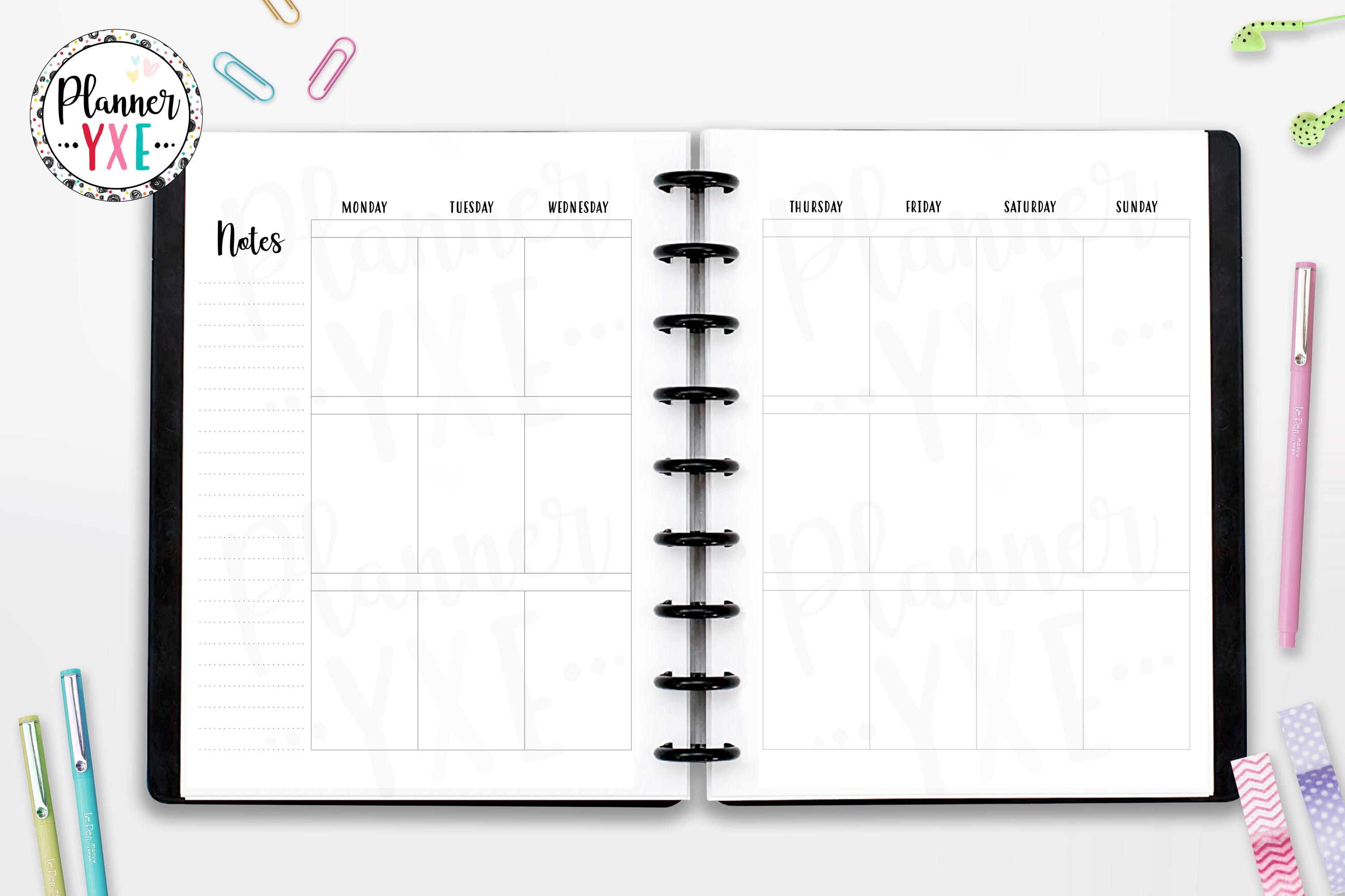 Classic Happy Planner Vertical Weekly Template, CUTLINES, Sunday Monday ...