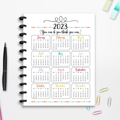 Monthly Horizontal Calendar Monday Start INSTANT DOWNLOAD - Etsy