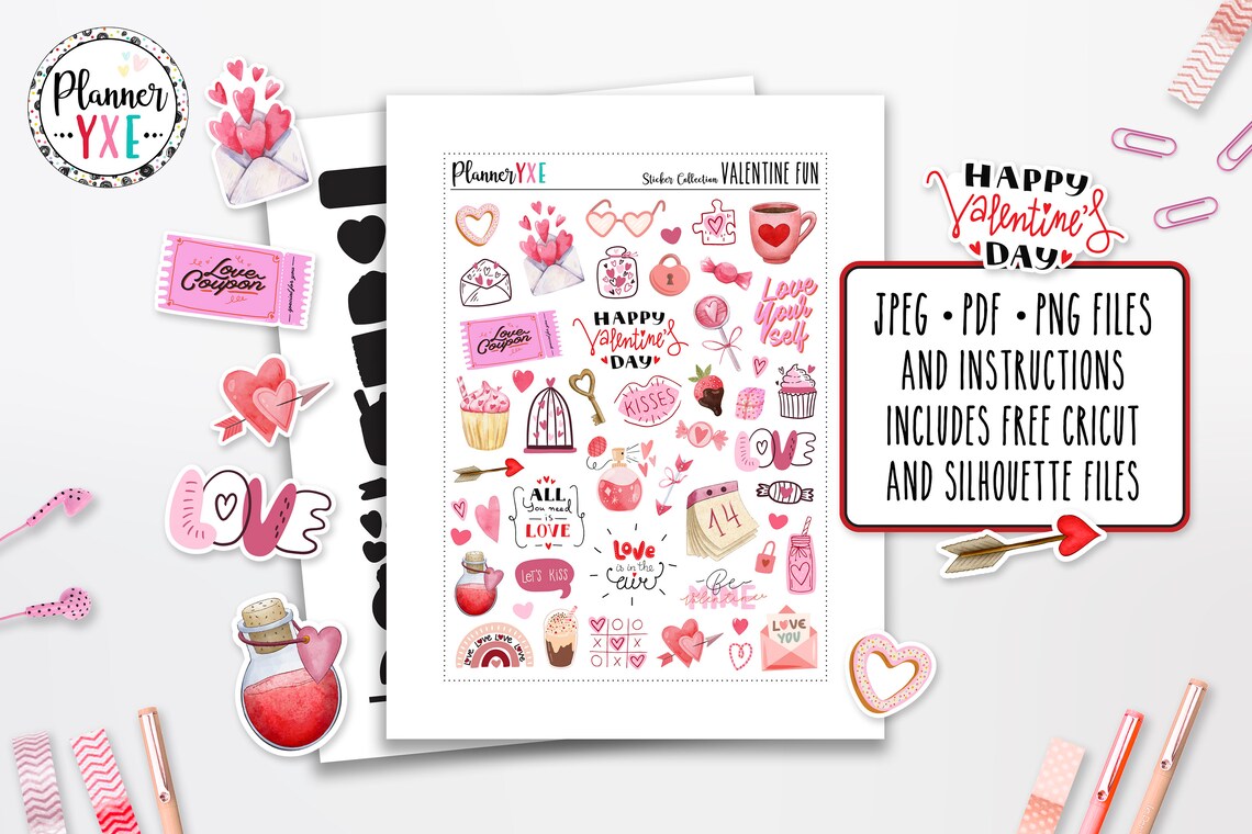 Valentine Sticker Sheet Printable INSTANT DOWNLOAD - Etsy
