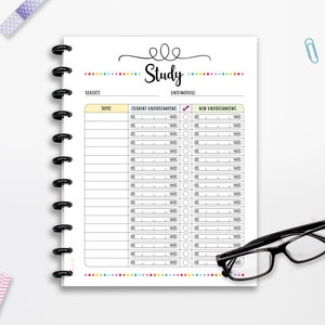 Study Planner Printable, Study Log, Cutlines, INSTANT DOWNLOAD, Planner ...
