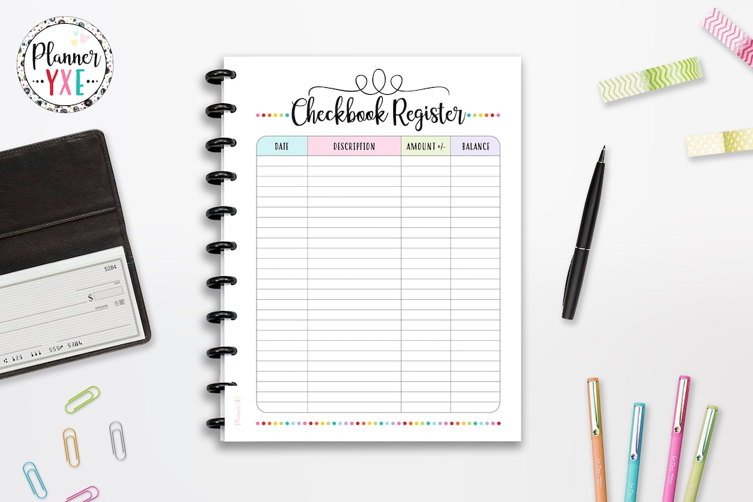 Checkbook Register Planner Printable, Balance, Tracker, INSTANT ...